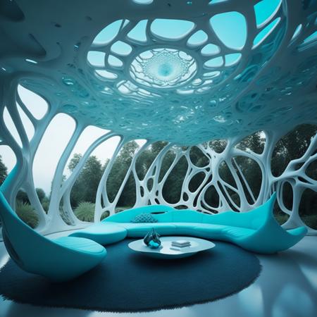 Bionic futuristic interior design - ComfyUI Cloud