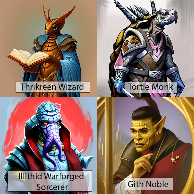 Dungeons and Diffusion v3 - Classes and Species Showcase