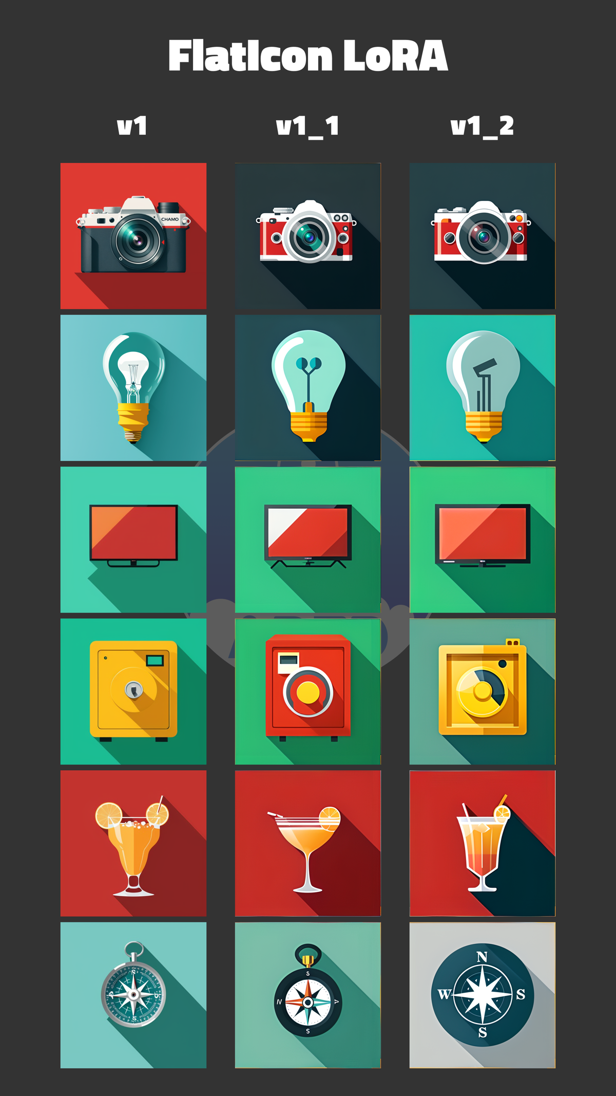 FlatIcon LoRA - v1.2 | Stable Diffusion LoRA | Civitai