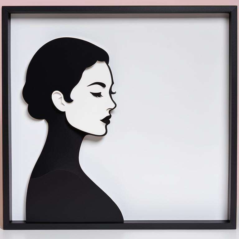 flat papercut style art of a woman's silhouette | Civitai