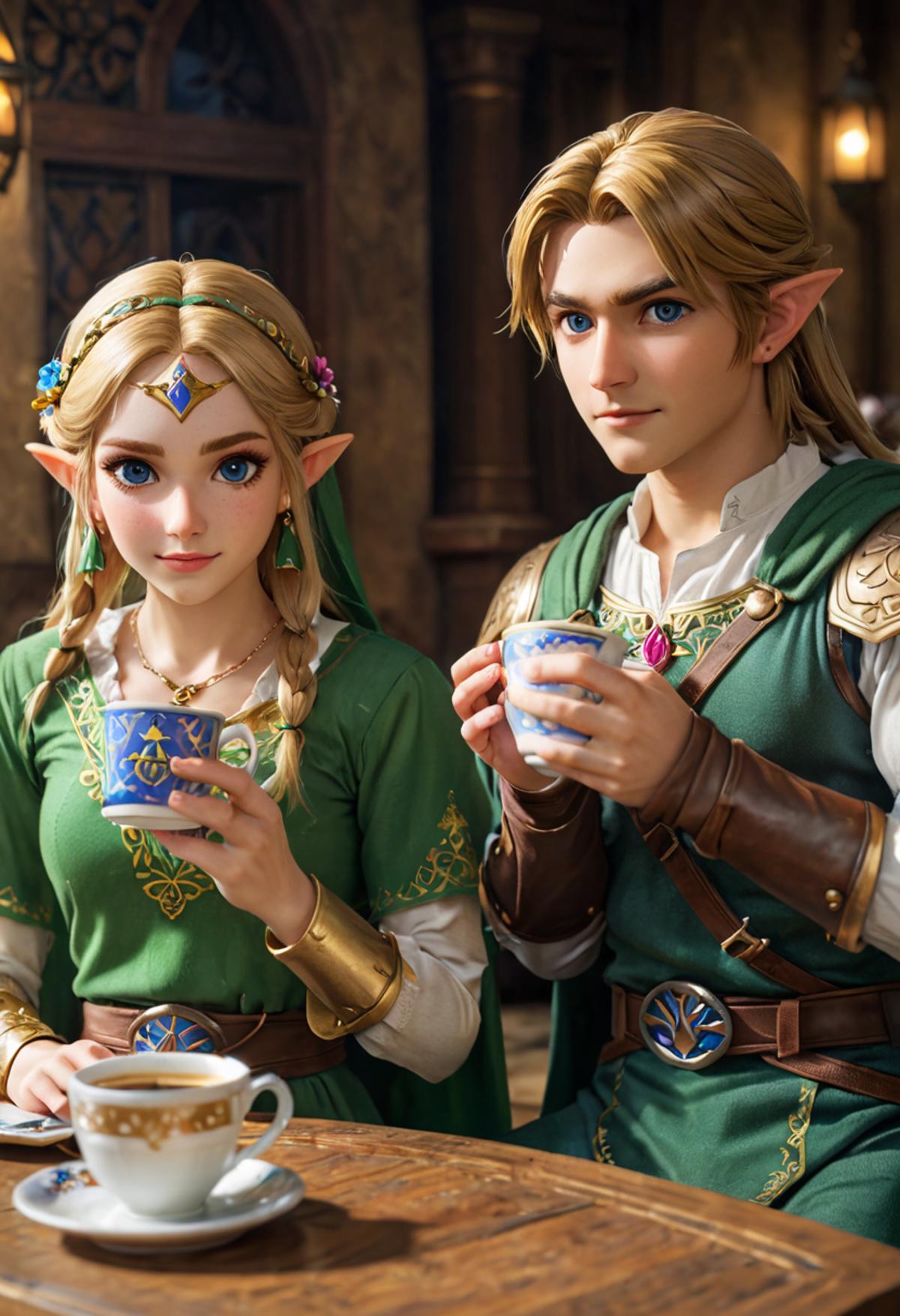 Link and Zelda coffee time | Civitai