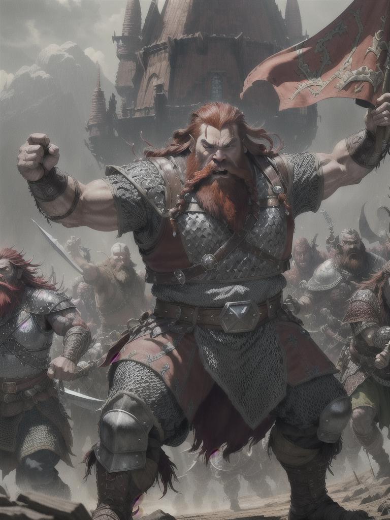 Dwarven fighter in battle