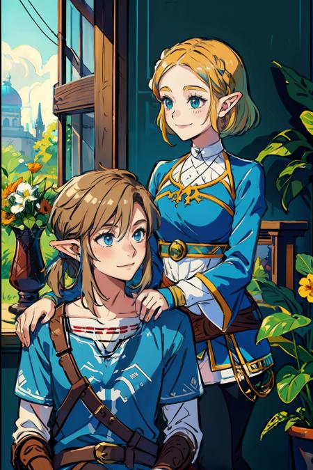 link x zelda in 1 pic 林克 x 塞尔达 双人同图 - v1.0 | Stable Diffusion LoRA | Civitai