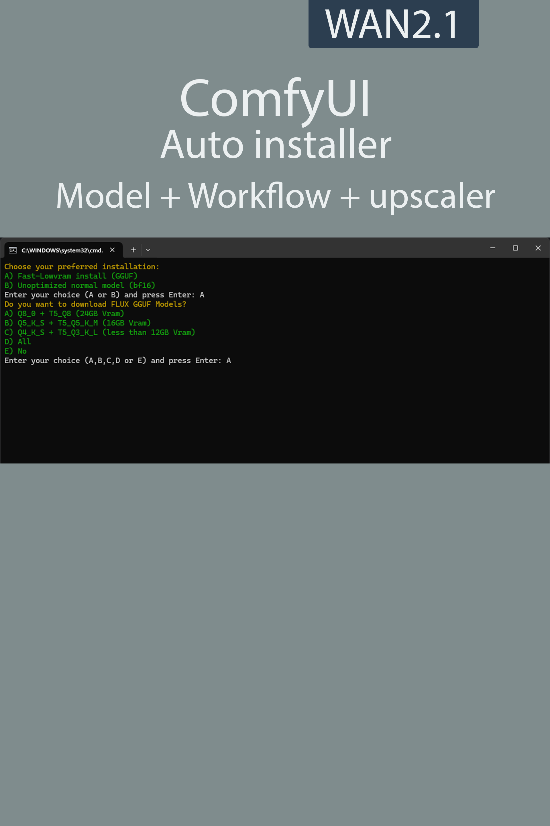 ComfyUI auto installer WAN2.1 | SageAttention | 50XX cards compatible | - v1.1 - CivitAI Archive