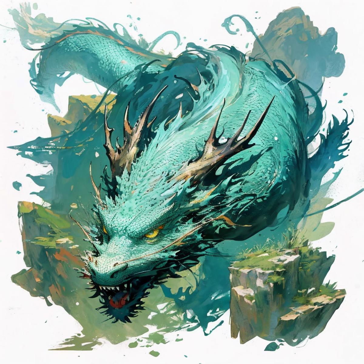 Dragons in a magical style-Cyan is the main color - v1.0 | Stable ...