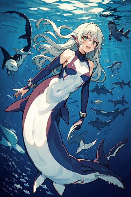 AI Image Creation 1girl, shark girl, mershark, mermaid, fi - AIEasyPic