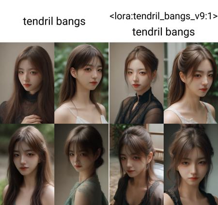 Tendril bangs hairstyle - v1.0 | Stable Diffusion LoRA | Civitai