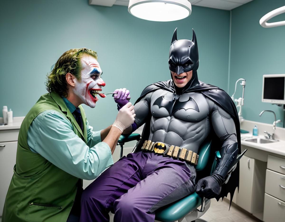 Photo of Joker pulling teeth from a man on a dentist chair BREAK Batman ...
