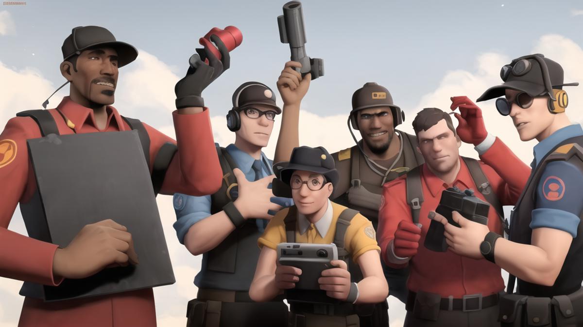 Meet the B-team (cursed tf2 characters LoHa/Lora) images generated with AI