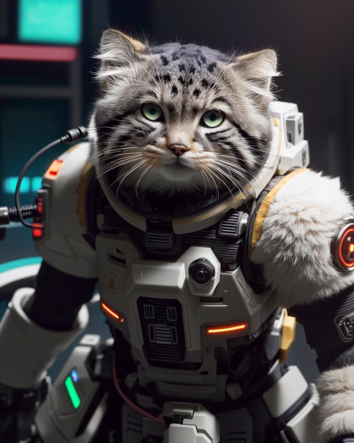 Cyberpunk tusun kitten wearing astronaut suit images generated with AI