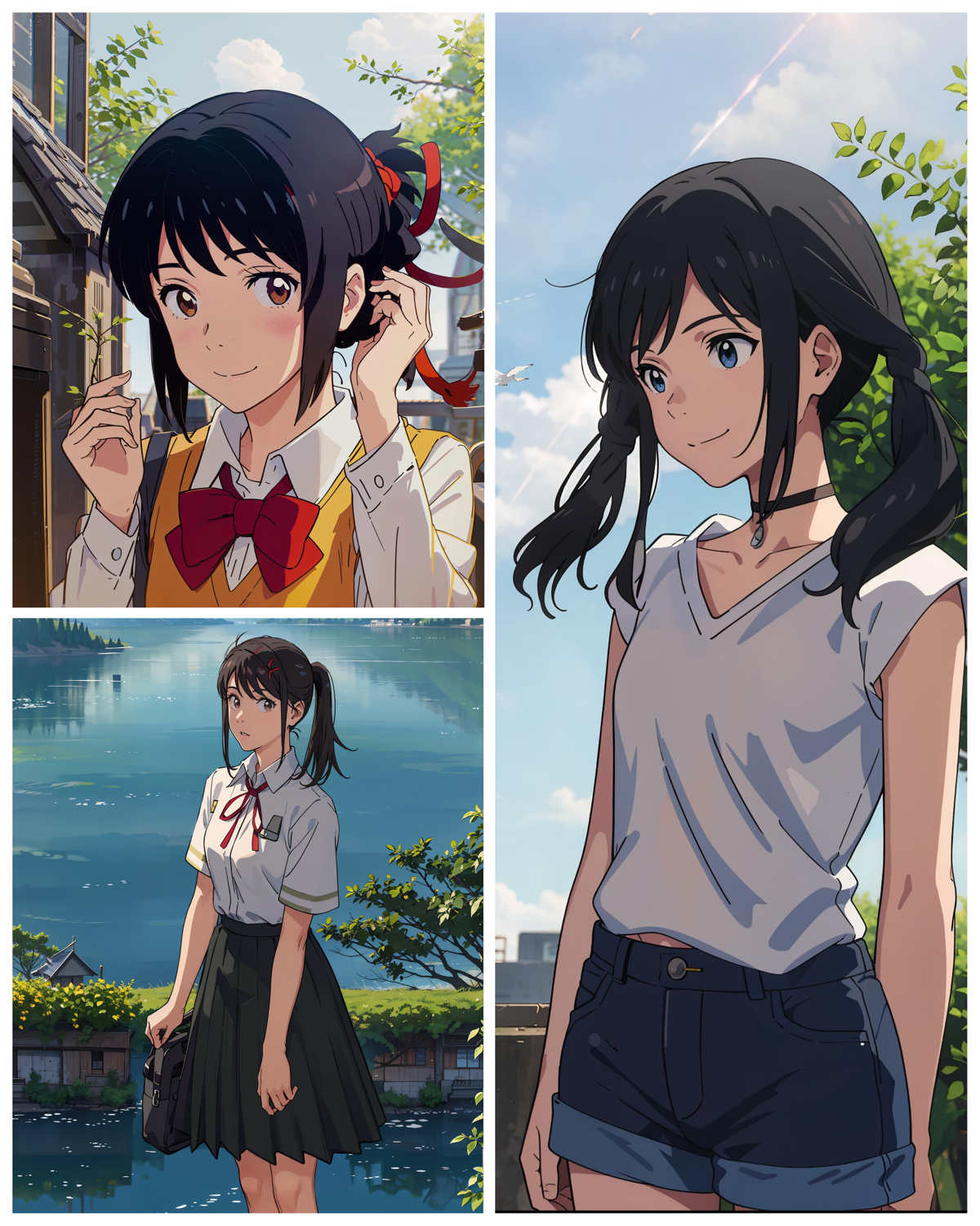Three heroines of Makoto Shinkai disaster movie series 新海诚灾难电影系列女主合集 - Mitsuha三叶 | Stable ...
