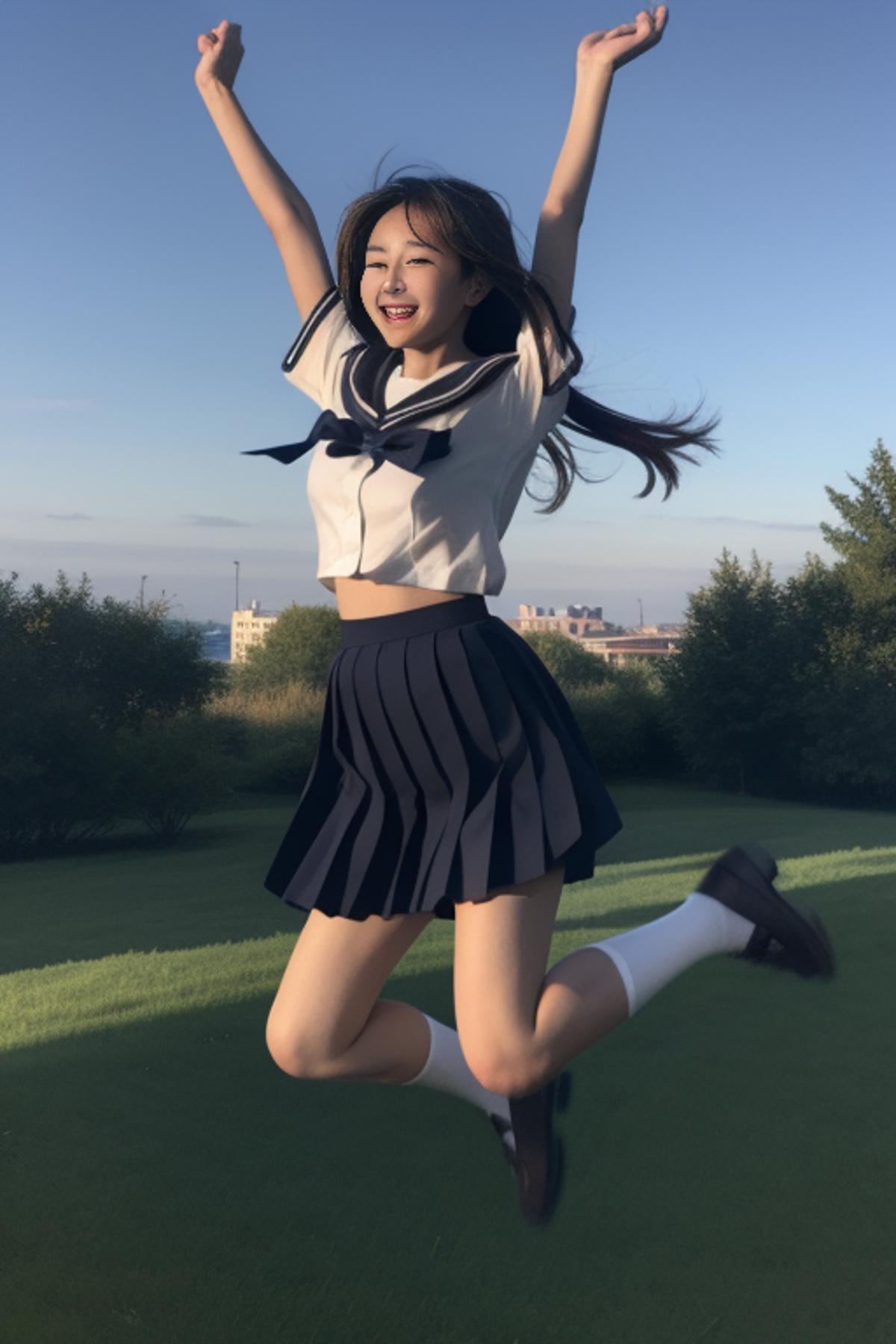 一个简单的跳跃动作 a simple jumping photo pose - v1.0 | Stable Diffusion LoRA ...