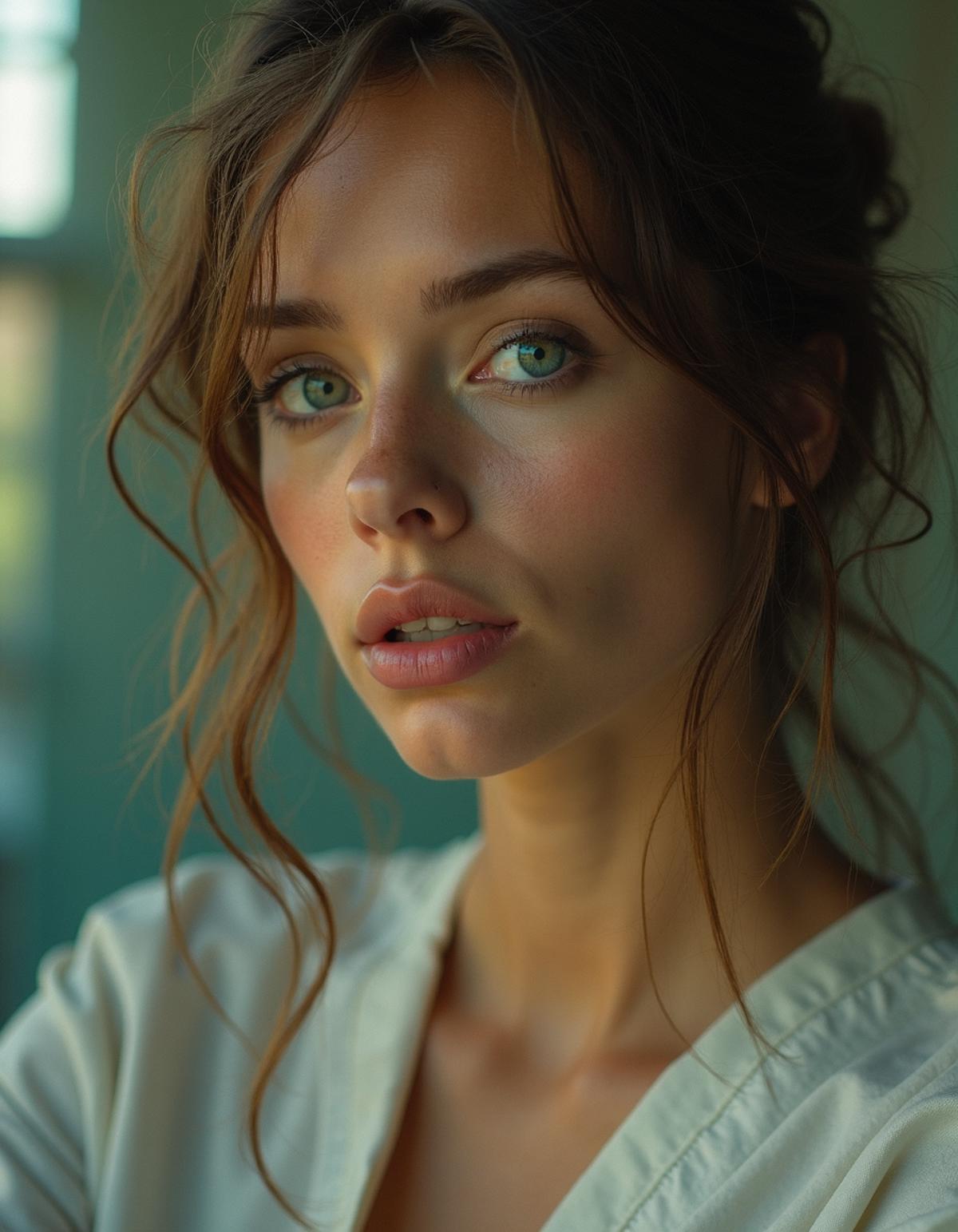 AI Image Creation glossy young woman working hard, infirma - AIEasyPic