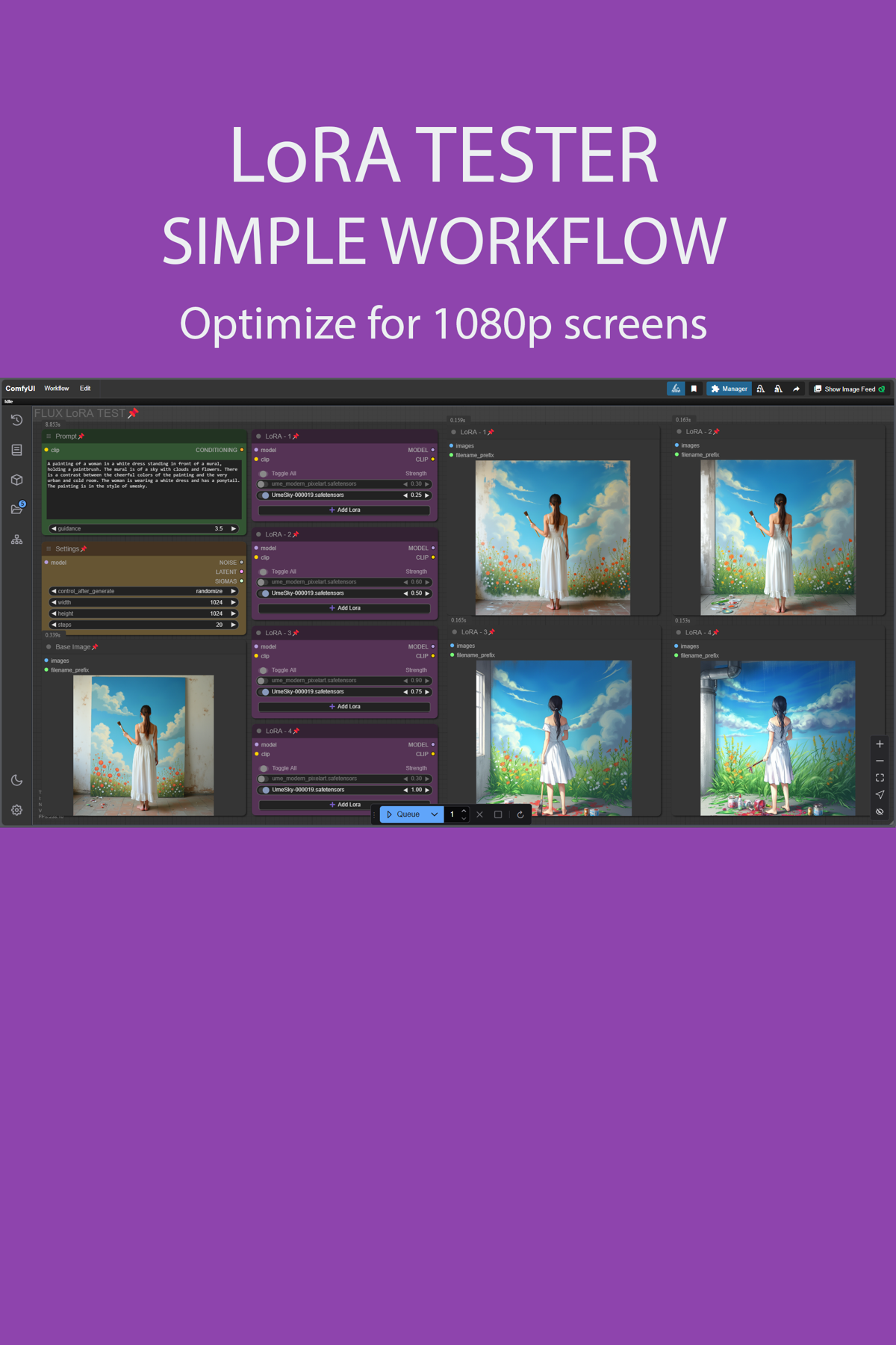 LoRA tester simple workflow FLUX | LORA | GGUF - v2.0 - 1080p Showcase ...