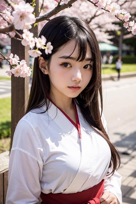 AI Image Creation 1girl,20yo,japanese,miko, cherry blossom - AIEasyPic