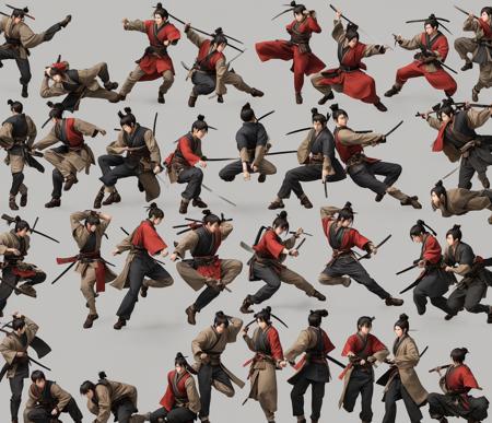 Row of 35 people POSE , multi view，35个人的动作PNG图，多视图 - v1.7 | Stable ...