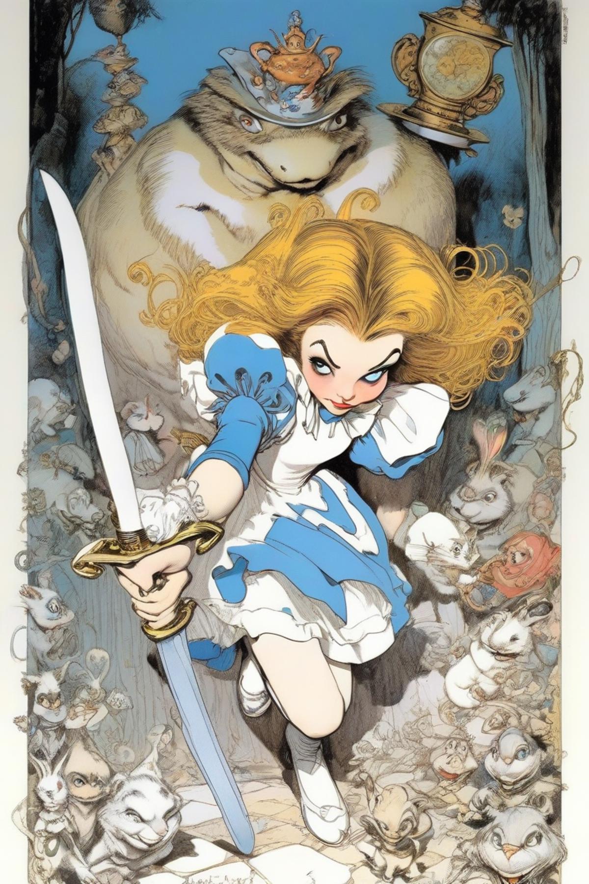 Disney Alice in Wonderland, holding the Vorpal Sword, art by Masamune Shirow | Civitai