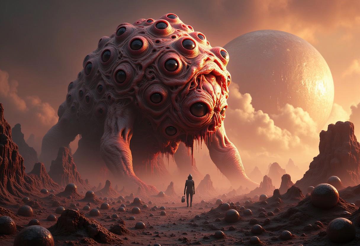 AI Image Creation horror, 77oussam, a tall cosmic beast wa - AIEasyPic