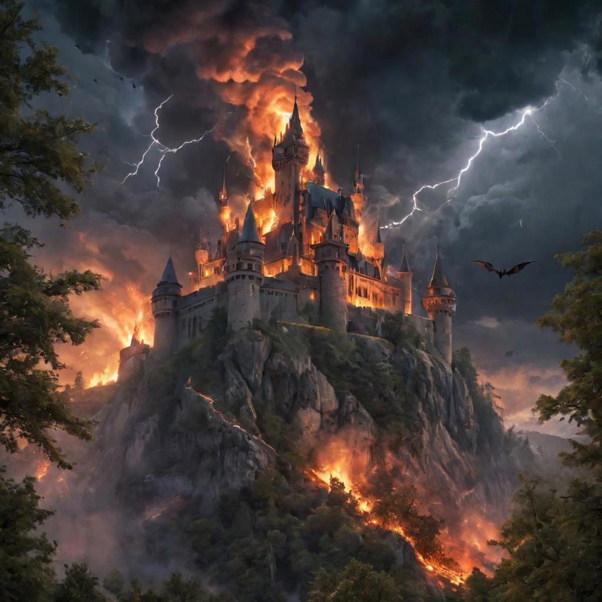 Fantasy Castle on Fire | Civitai