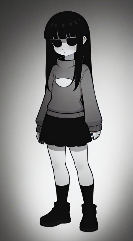 AI Image Creation core!frisk, grey sweater, monochrome gir - AIEasyPic