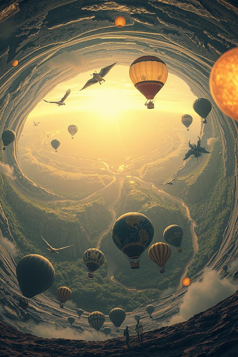 AI Image Creation Enormous spherical cavity inside Earth, - AIEasyPic