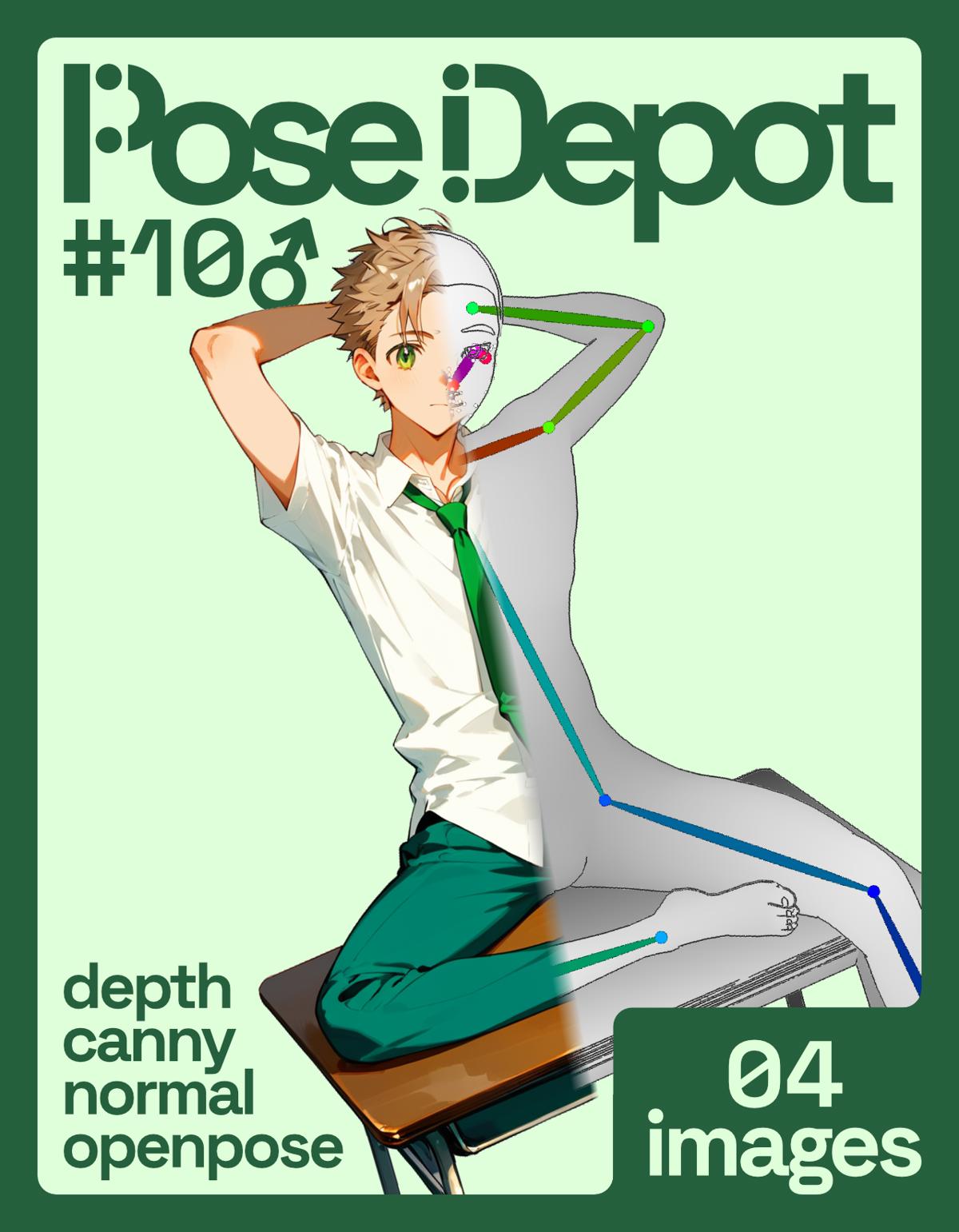 [OpenPose + Depth + Canny + Normal] Pose Depot #10M: Sitting on Desk ...