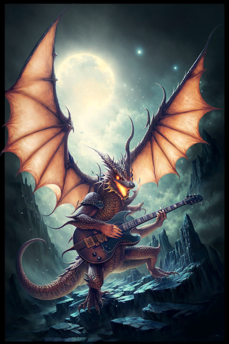Dragons playing guitar