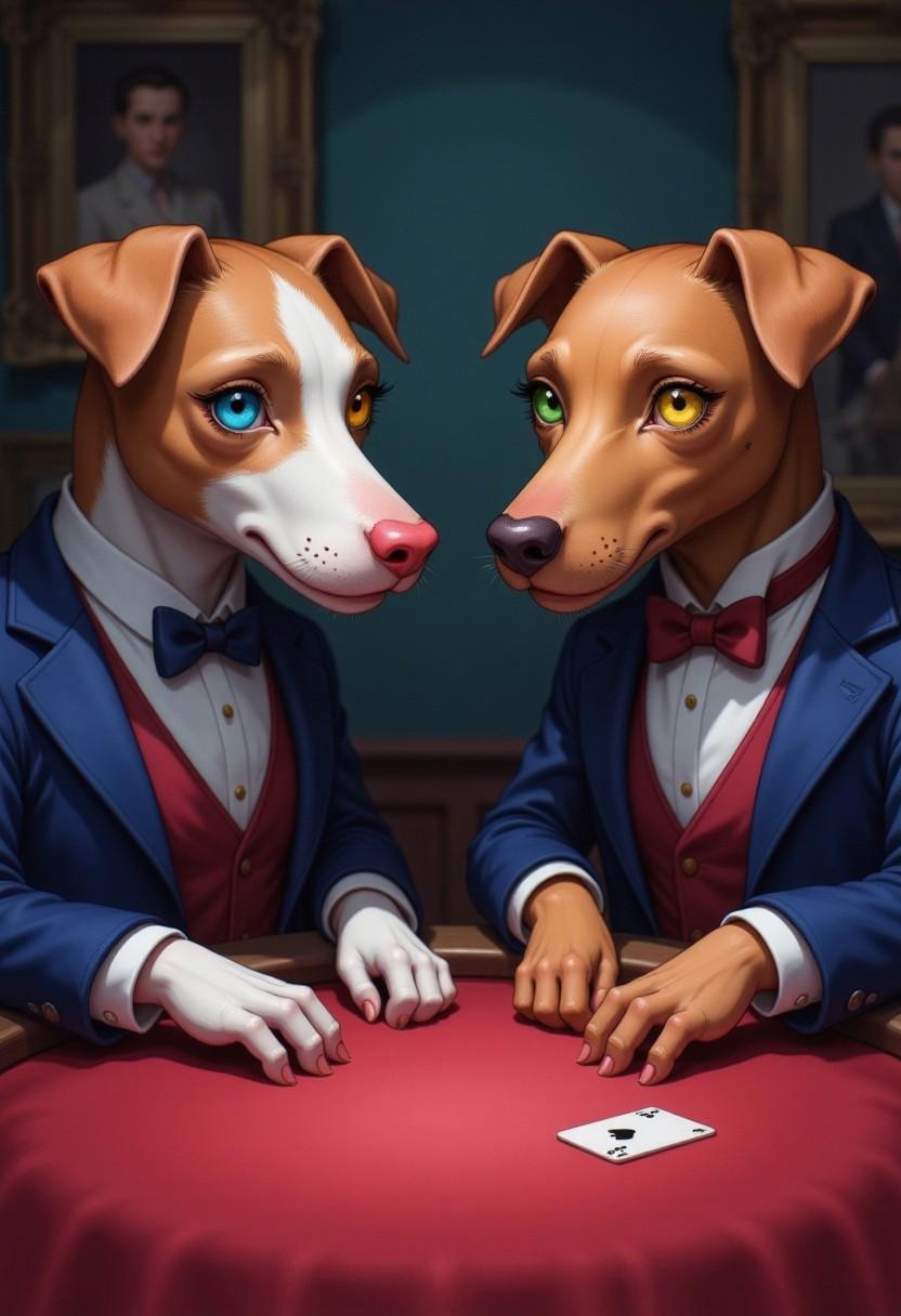 AI Image Creation cursed photo of dogs playing poker by Gu - AIEasyPic