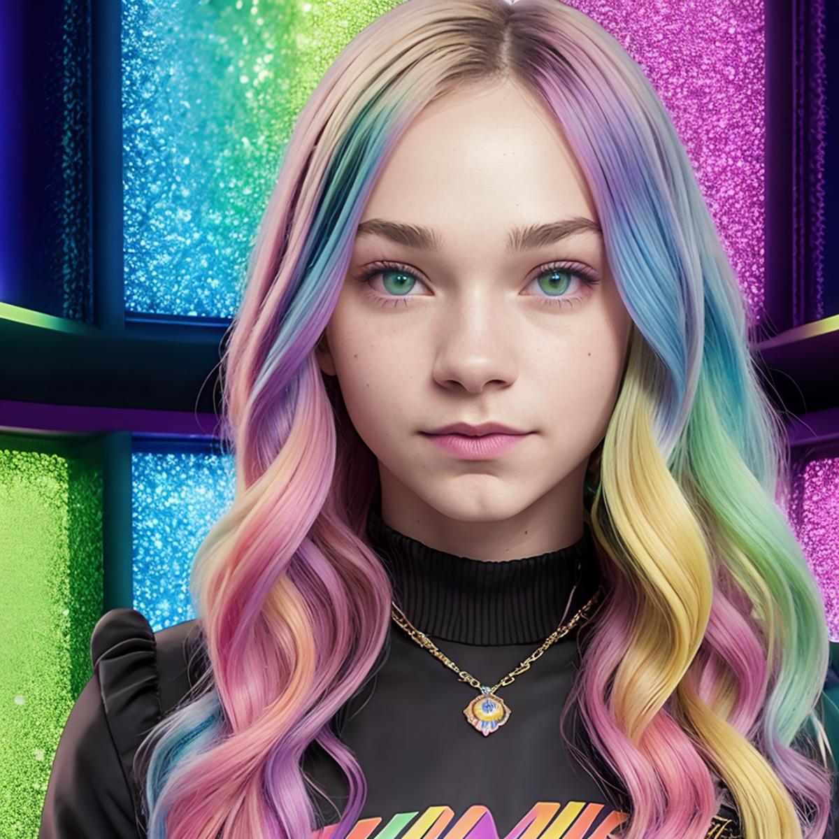 Beautiful Young 3nid 15 Light 1 With Wavy Rainbow Colored Hair Tattoos