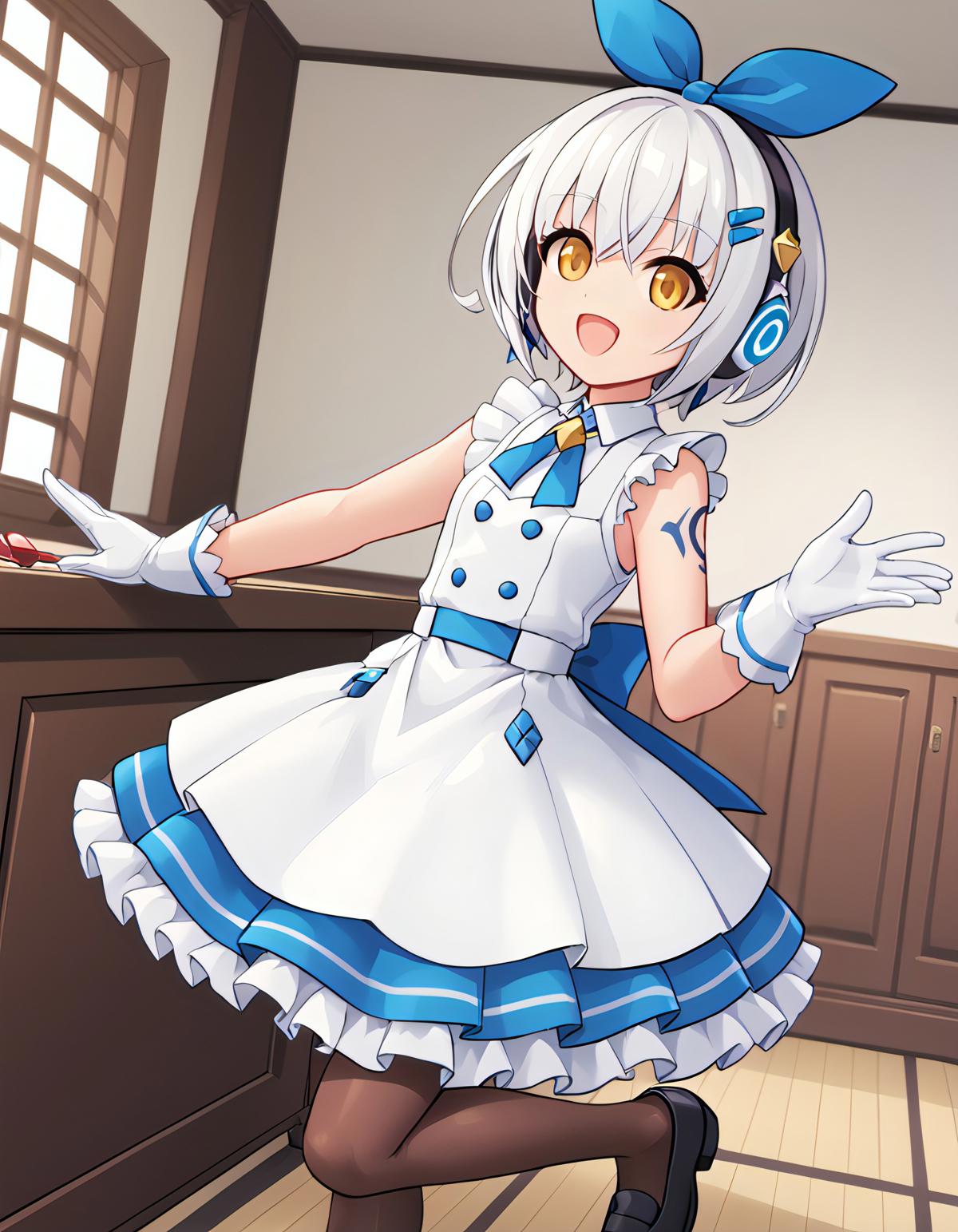 Kagamine Rin (Vocaloid) A Woman In A Maid Costume Is Posing For The ...